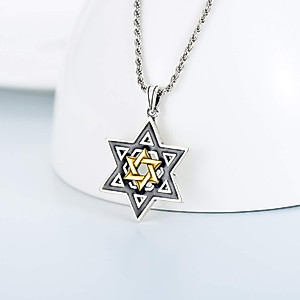 PDTJMTG Star of David Necklace Sterling Silver Necklace, 20”+2”