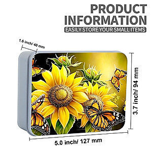 ETLKJVBL Metal Tin Box Sturdy Metal Storage Box with Lid, Sunflower Large Container Holder for TCG Cards, Car Keys, Cookies, Tin Containers for Gift, 5.0x3.7x1.6 Inch, Exquisite Pattern Design