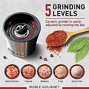 Salt & Pepper Grinder Set of 2 - Refillable Mills & Shakers - For Pink Himalayan & Sea Salt, Black Peppercorn, Spices - Stainless Steel, Large Glass - Adjustable Ceramic Coarse - Premium Gift Box Pack