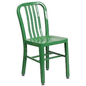 Flash Furniture Gael Commercial Grade 2 Pack Green Metal Indoor-Outdoor Chair