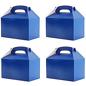 Blue Party Treat Box 24 Pcs Blue Candy Cake Gift Boxes DIY Party Favors Bags Snack Goody Cardboard Gable Boxes Perfect For Kids Birthday Party Gift Giving Summer Ocean Theme Baby Shower Wedding Graduation Party Supplies Decorations