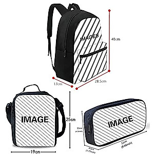 AmzPrint 15 Inch Lightweight Green Reptile Chameleon Backpack 3pc Kids Backpack And Lunch Box Set Girls Animal Print