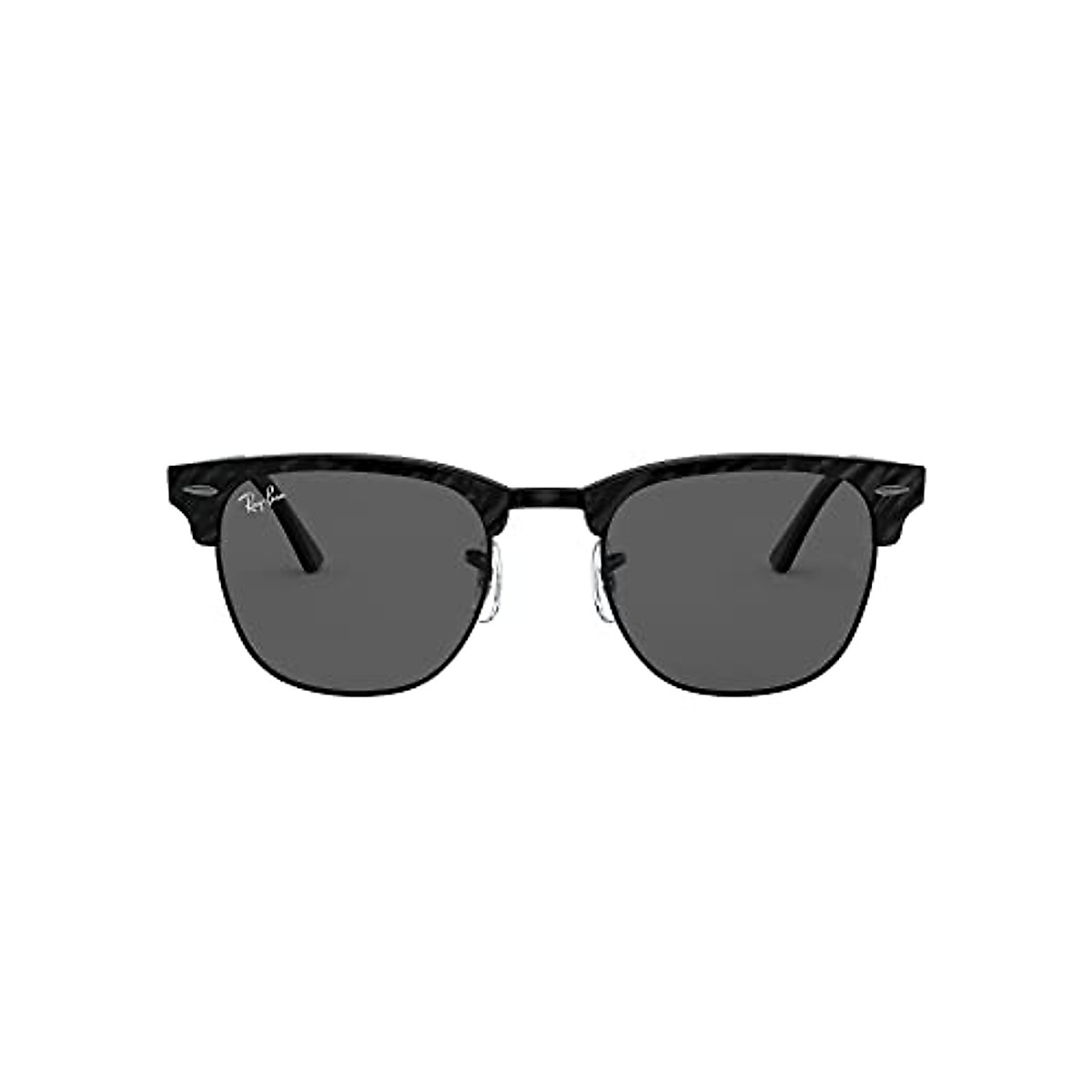 Ray-Ban RB3016 Clubmaster Square Sunglasses, Wrinkled Black On Black/Dark Grey, 49 mm
