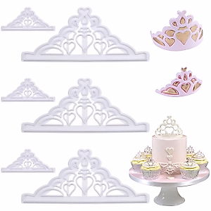 6 Pcs Crown Cookie Cutters Set Tiara Fondant Cutter Crown and Princess Crown Mold Cupcake Decorating Gumpaste Mould