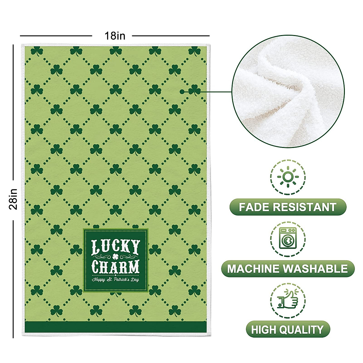 Whaline 4 Pack St Patrick's Day Kitchen Towel Lucky Shamrock Dish Towel Green Plaid Clover Kitchen Hand Drying Tea Towel for Cooking Baking Cleaning Wipes, 18 x 28 Inch