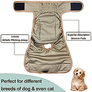 Grecle Washable Female Dog Diapers - Premium Reusable Diapers for Doggie in Heat - Highly Absorbent Dog Diapers Female for Pet Incontinence with Adjustable Snaps (Morandi, M)