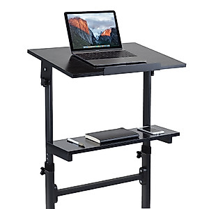 Mount-It! Mobile Stand Up Desk, Portable Podium and Presentation Lectern Height-Adjustable Multi-Purpose Standing Workstation,Black.