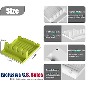 2 Pack Utensil Rest for Stove Top, Spatula/Ladle/Spoon Rest with Drip Pad & Pot Lid Holder Stand for Kitchen, Cooking Utensil No Drip Holder, Multifunction Kitchen Spatula Rack with Lid Holder