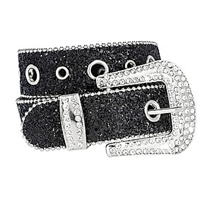 UTOWO Rhinestone Belt for Women Men, Western Cowgirl Cowboy Bling Studded Leather Belt for Jeans Pants