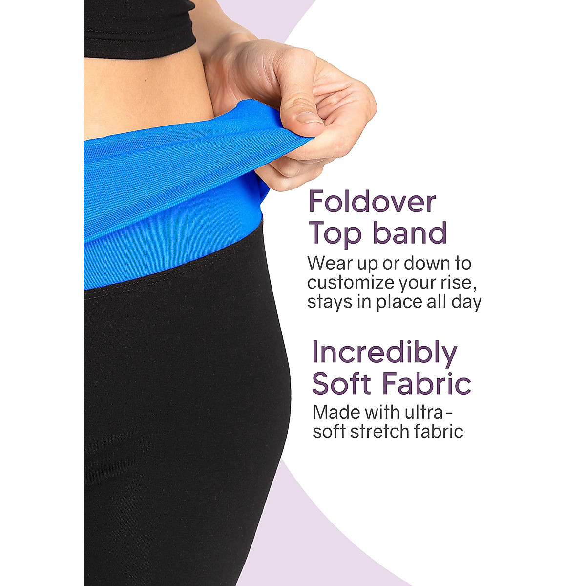 STRETCH IS COMFORT Women's Foldover Plus Size Yoga Pants Black 2X