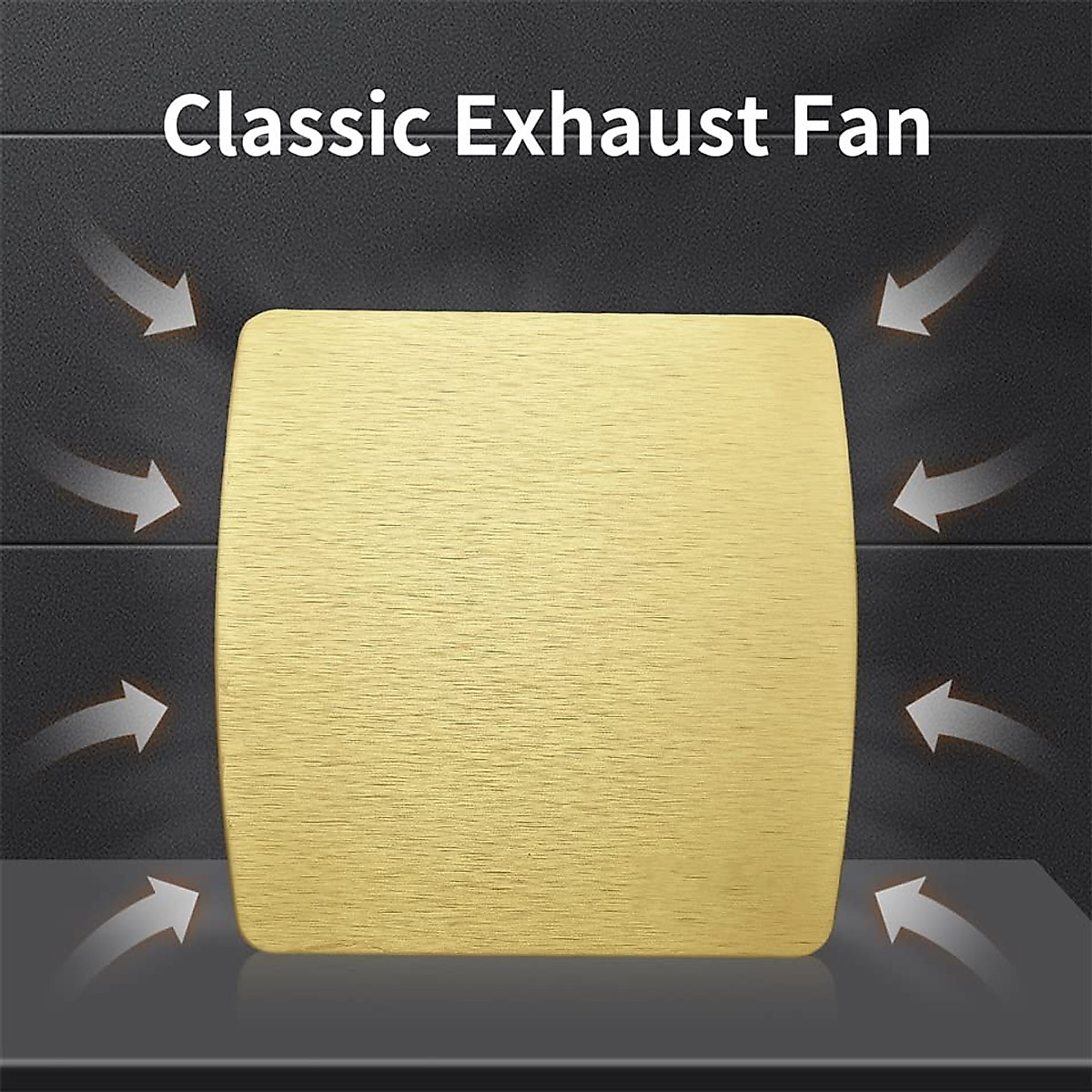 Zeyzer Gold Bathroom Exhaust Fan 110 CFM 1.0 Sone 5.9" Duct Modern Square Ceiling or Wall Mount Ventilation AC Vent Fan for Bathroom/Corridor/Office/Laundry Room/Shop