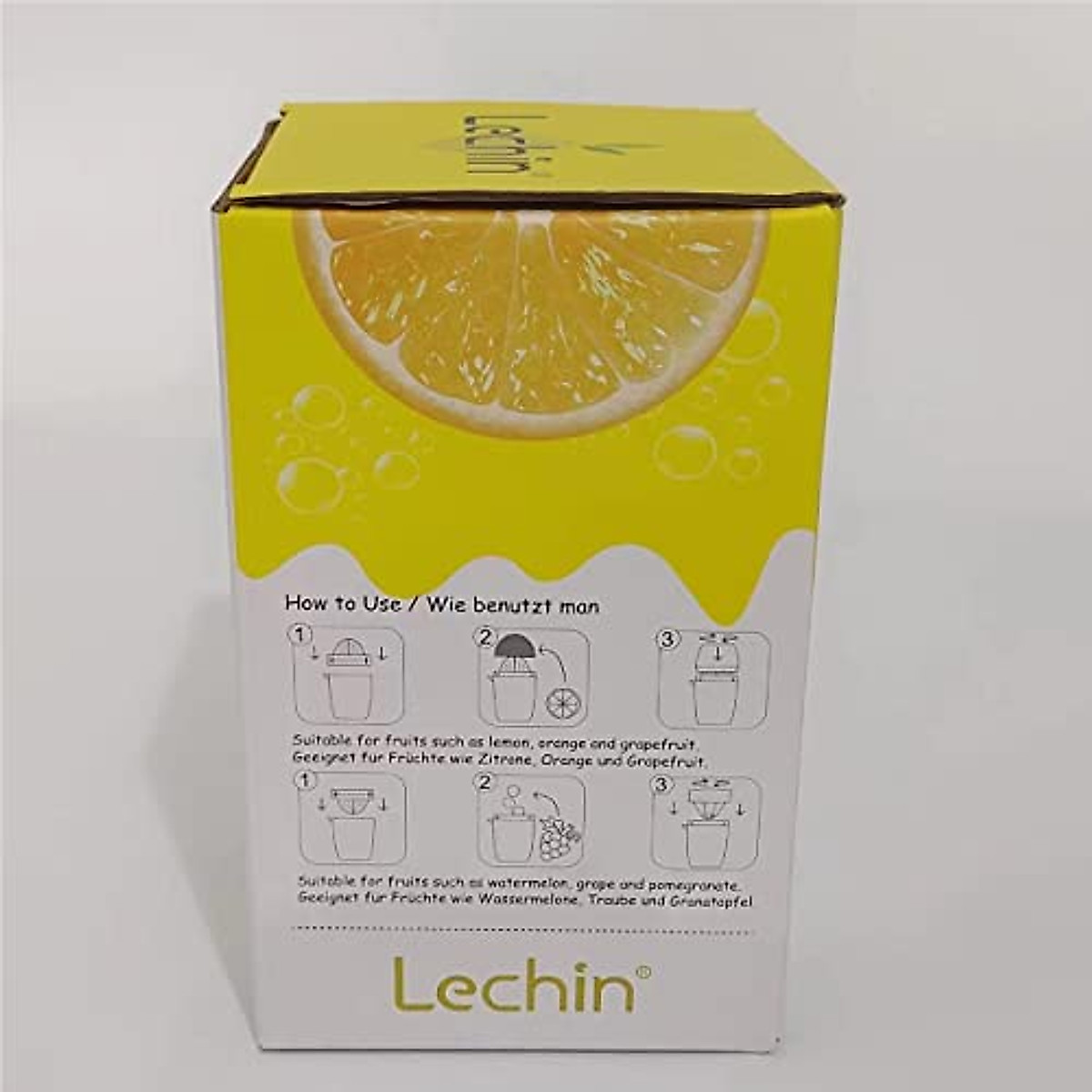 Lechin Hand Juicer - Citrus Juicer with Lemon Shape - Hand Lemon Juicer with Two Press Options for Different Fruits (Yellow)