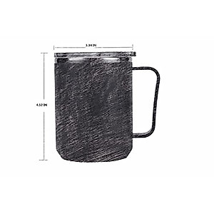 16oz mug cup, with lid and handle to prevent spills or splashes, stainless steel liner, insulated double vacuum design, suitable for storing hot and cold coffee and drinks，navy blue.