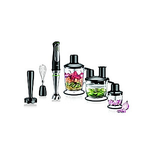 Braun Multiquick 5-in-1 Immersion Hand, Powerful 700W Stainless Steel Stick Blender, Variable Speed + 6-Cup Food Processor, Ice Crusher, Whisk, Beaker, Masher, 2.7 x 2.7 x 16.1 inches, Black