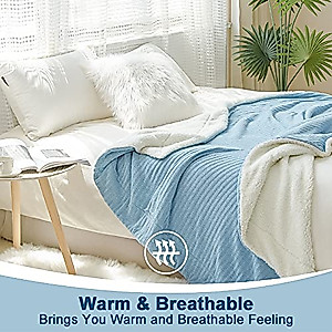 FY FIBER HOUSE Fleece Throw Blankets Thick Sherpa Blanket Soft Throws Plush Cozy Baby Chenille Throw Blanket for Sofa - 50x60 Inches, Blue