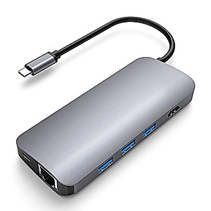 XUNMAIFHB Portable Docking Station,Type-C HUB ExpansionDock HD HDMI VGA with Display Dock Gigabit Ethernet Card USB-C PD, USB 3.0, TF/SD, RJ45, VGA, HDMI Fast Transmission