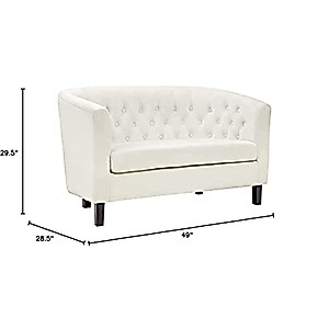 Modway Prospect Velvet Upholstered Contemporary Modern Loveseat In Ivory