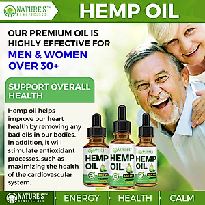 NATURE'S BENEFICIALS Organic Hemp Oil Extract Drops 3000mg - Ultra Premium, Soothes Discomfort, Joint Support, Sleep Aid, Omega Fatty Acids 3 6 9, Non-GMO