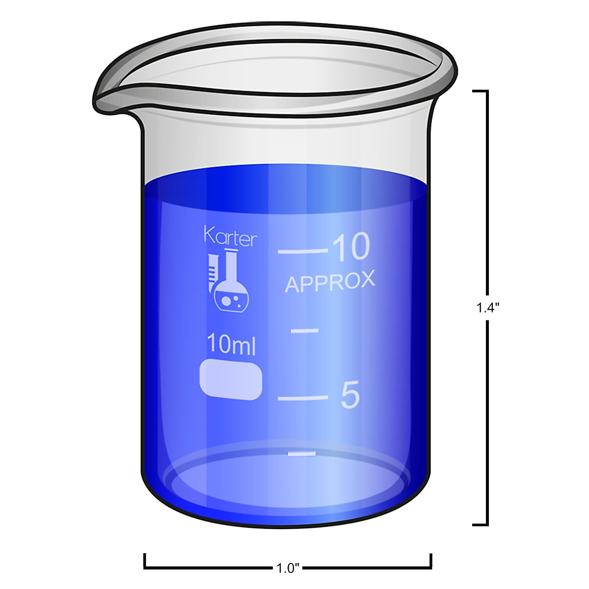 Karter Scientific, 3.3 Boro, Griffin Low Form, Glass Beaker Set - 5 Sizes - 50ml, 100ml, 250ml, 500ml, 1000ml