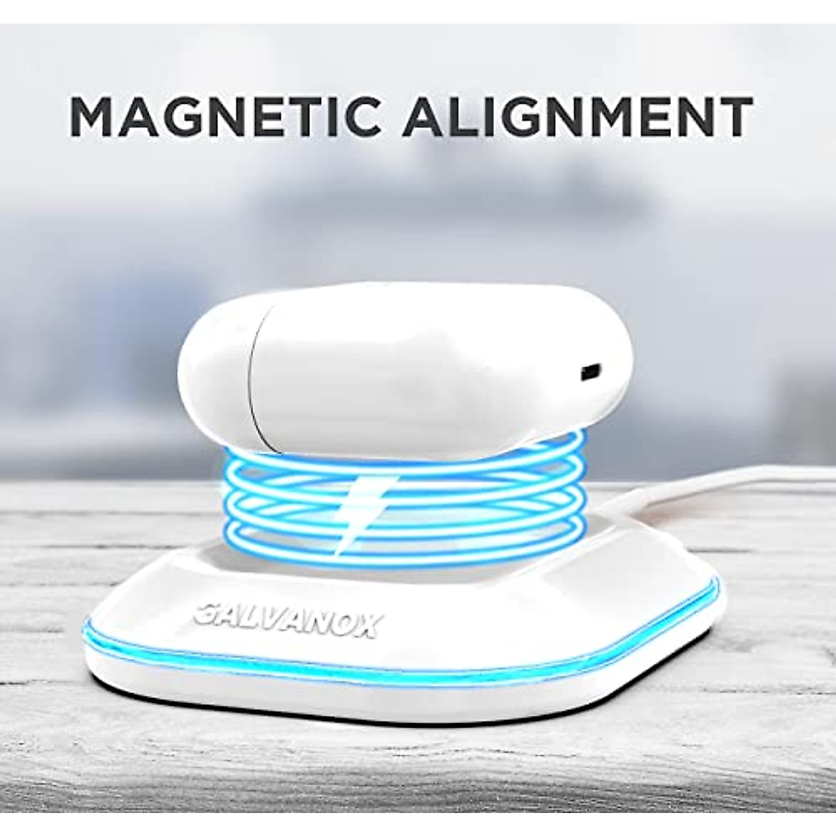 Galvanox Wireless Charger Designed for Airpods Pro and 2nd / 3rd Gen Models - Magnetic Charging Alignment, Softglow Power Indicator (White)