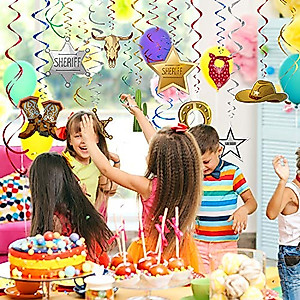 Blulu Western Party Decorations Pack Hanging Swirls Foil Swirls Party Ceiling Decorations Western Cowboy Theme Party Barnyard Theme Birthday Baby Shower Decor Event Supplies 30Ct