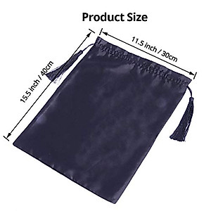 Satin Bags for Packaging Hair Extensions, Bundles, Wigs Soft Silk Pouches With Drawstring for Hair Tools Storage Bags with Tassel Gift and Travel Bag Supernova Hair (Blank Bag-Black, 3 pieces)