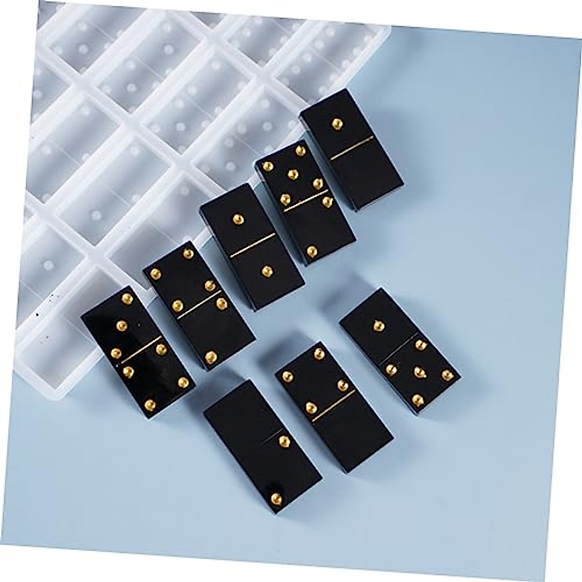 VILLCASE 2 pcs domino mold bath molds silicone ice cube molds resin tray silicone dominoes game Domino Game Casting silicone domino game molds Silica gel white Pendant Casting Mould