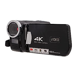 13MP 4K HD DV Camera, 3Inch IPS Screen Digital Video Camera, 30X Digital Zoom Recording Camera, 270 Degree Rotation Shooting Without Dead Angle for Interviews, Travel
