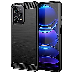 Case For Redmi Note 12 Pro,Xiaomi Poco X5 Pro Case,TPU Carbon fiber Soft Silicone Bumpers Protective Cover Anti-Scratch Shockproof Phone Case For Redmi Note 12 Pro 5G/Xiaomi Poco X5 Pro (Lasi Black)