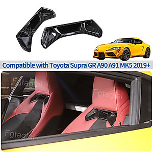 Fgtagtal Car Seat Backrest Trim Cover Fit for Toyota Supra GR A90 A91 MK5 2019-2024, ABS Seat Back Protection Cover Trim Sticker, 2 PCS (Black)