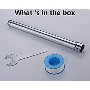 G-Promise 10 Inches Shower Head Extension Arm, Shower Arm Extension, Shower Head Extender, Lower Shower Head, All Solid Brass Construction (Polished Chrome)