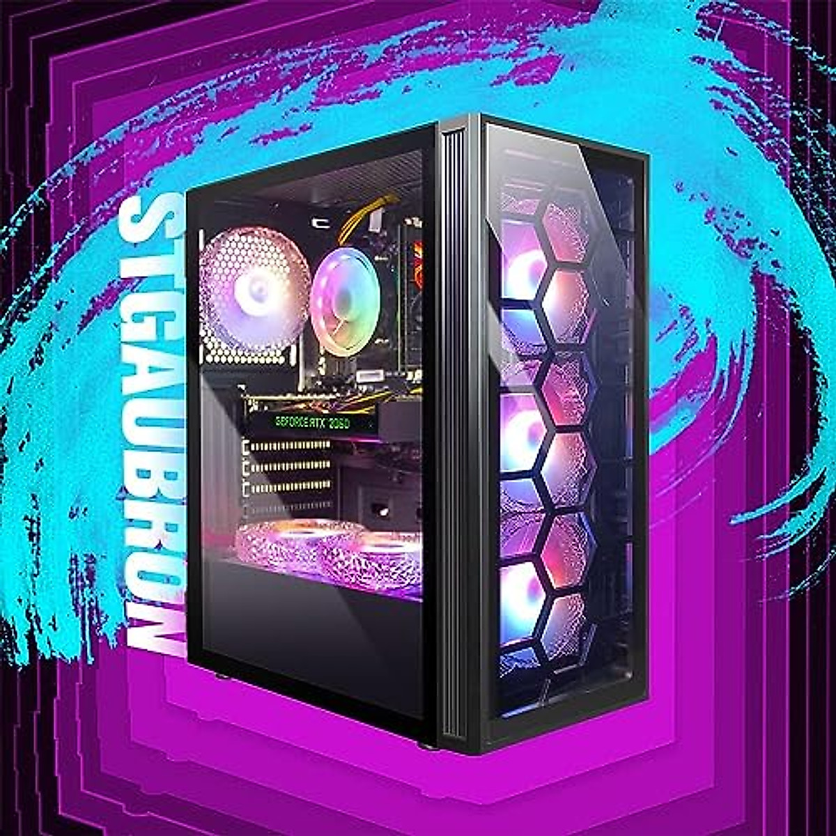STGAubron Gaming Desktop PC Computer,Intel Core I7 3.4 GHz up to 3.9 GHz,GeForce RTX 2060 6G GDDR6,16G RAM,512G SSD,WiFi,BT 5.0,RGB Fanx6,RGB Keyboard&Mouse,RGB Mouse Pad,RGB BT Sound Bar,W10H64