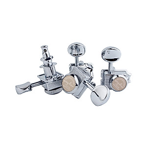 Guyker 6-in-line Vintage Guitar Lock String Tuners – Locking Tuning Key Pegs Machine Heads Replacement Parts for ST TL Style Electric Guitars Gear Ratio 1:15 – chrome