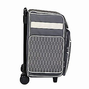 Everything Mary Rolling Scrapbook Storage Tote - Scrapbooking Storage Case for Rings, Paper, Binder, Crafts, Beads, Paper, Scissors - Telescoping Handle with Dual Wheels - Craft Case