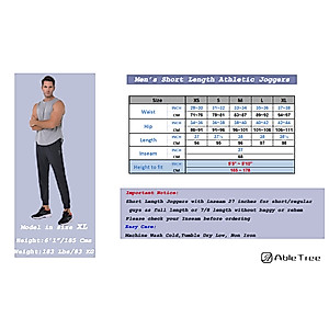 AbleTree 27" Inseam Athletic Jogger Pants for Short Men 7/8 Quick Dry Workout Tapered Stretch Sweatpants Casual