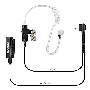 Retevis Acoustic Tube Walkie Talkie Earpiece with Mic, Compatible with Motorola CP100 CP100D CP185 CP200 CP200D GP300 GP2000 Mag ONE BRP40 A8 Walkie-Talkie, 2 Way Radio Headset with Big PTT(5 Pack)