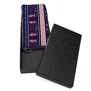 Egyptian Ethnic Hieroglyph Symbols Tile Leather Travel Wristlet Wallets Long Zip Around Purse For Women