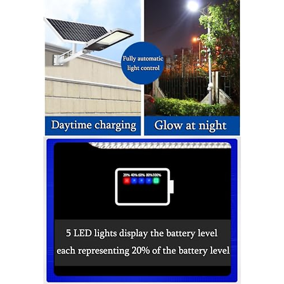 ZXXHNNAIH Solar Street Light IP165 Waterproof Solar Street Light with Pole,Easy Installation,Equipped with a Remote Control for Remote Control,for Yard