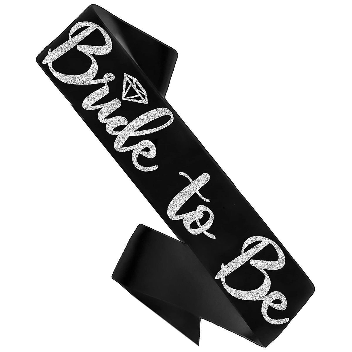 Bachelorette Sash Black - Silver Sparkle Diamond Bride to Be Bridal Grade Satin Sash - Til Death do us Party - Black Sash(SlvDiaB2B)