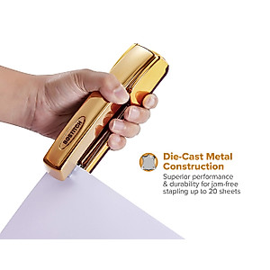 Bostitch Office Professional Metal Executive Stapler, 20 Sheet Capacity, Gold Chrome (B5000-GOLD)