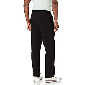 Nautica Men's Classic Fit Flat Front Stretch Solid Chino Deck Pant, True Black, 34W 32L