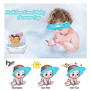 Hooyyene Baby Shower Cap for Hair Washing, Soft Silicone Adjustable Shower Hat for Baby, Bath Hat for Toddlers, Shower Visor for Kids Children