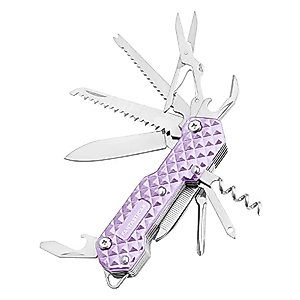 FantastiCAR 15 in 1 Multi-Tool, EDC Folding Pocket Knife with Premium Gift Box for Camping, Fishing, Hunting, Survival, or Outdoor (Purple)