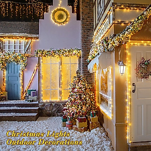 JMEXSUSS Warm White Christmas Lights, 300 LED Christmas String Lights Indoor Outdoor Waterproof Clear Wire, 8 Modes Fairy String Lights Plug in for Room Christmas Tree Bedroom Holiday Garden Decor