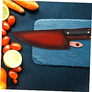 Luxshiny Camping Knives Chef Knife Set Cover Guard Protector Protector for Kitchen Brown Blade Regenerated Leather Round Buckle Shun Knife