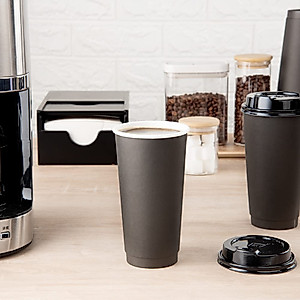 Restaurantware 20 Ounce Disposable Coffee Cups 10 Insulated Double Wall Paper Cups - Lids Sold Separately Leakproof Black Paper Hot Beverage Cups Rolled-Rim Serve Coffee Or Hot Chocolate