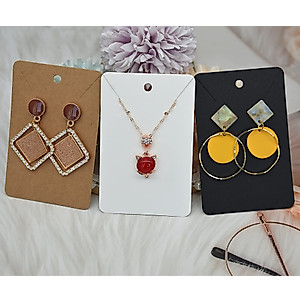 Twavang White Earring Cards for Selling Set with 100Pcs Earring Display Cards, 200 Pcs Earring Backs and 100Pcs Jewelry Packaging Bag for Earrings Necklace Jewelry Display (3.5" x 2.3" Inches)