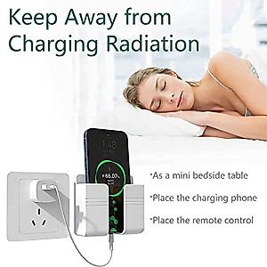 CEI&BPY Wall Mount Phone Holder, Phone Stand with Adhesive and Data Cable Receiving Hole, Cell Phone Holder for Charging,Bedroom, Compatible with iPhone and Android (Black)