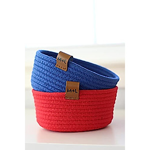 M+L Maple and Lark Woven Cotton Rope Basket, 7 x 3 inch Basket For Toy Storage Household Storage Nursery Bin Playroom Storage Playroom Bin Toy Bin (Primary Set ( Red, Yellow, Green, Blue))