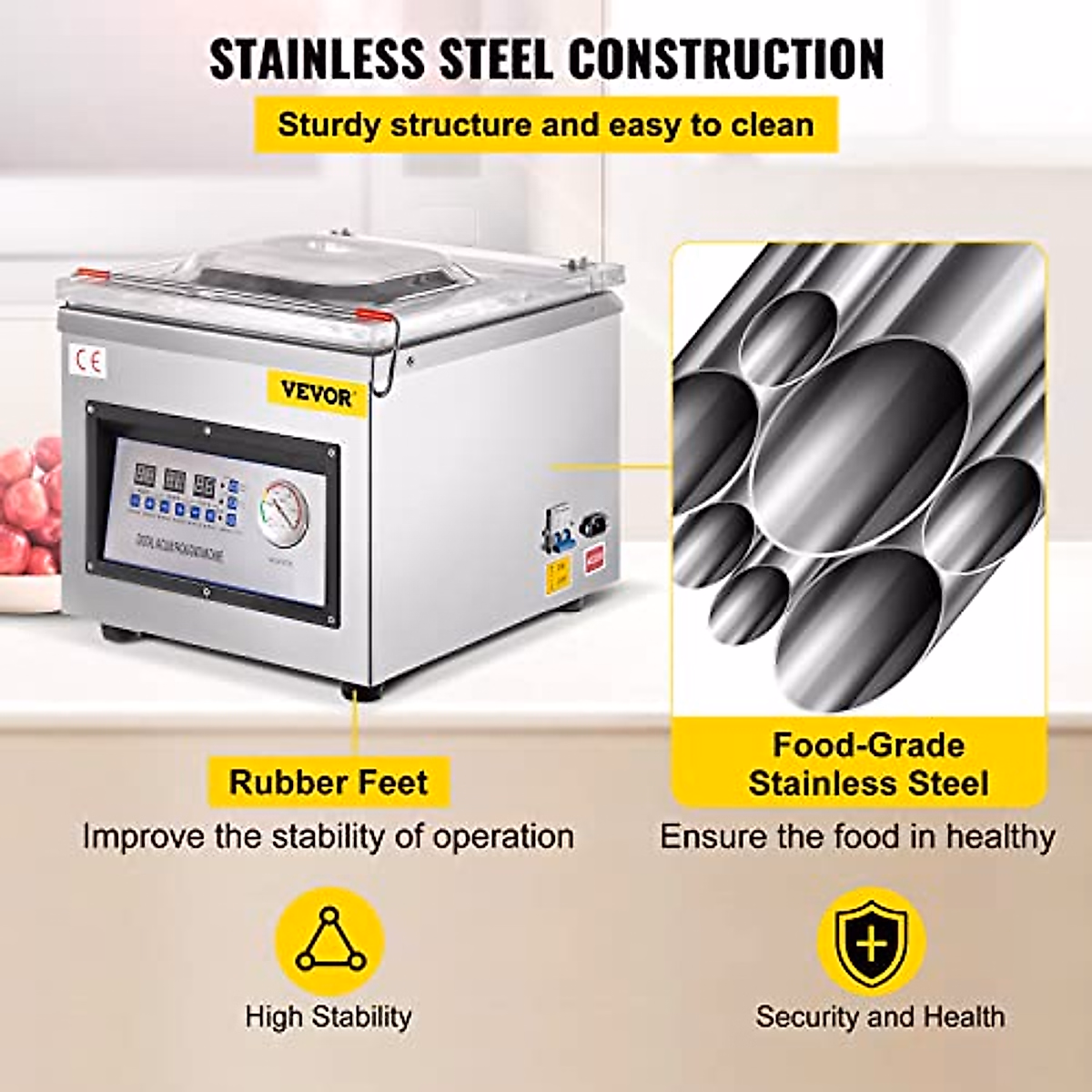 VEVOR Chamber Vacuum Sealer DZ-260C Kitchen Food Chamber Vacuum Sealer, 110V Packaging Machine Sealer for Food Saver, Home, Commercial Using